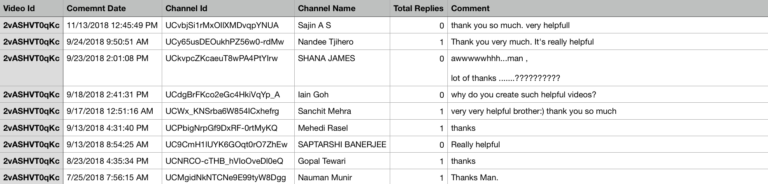 How to export youtube video comments - Amarindaz